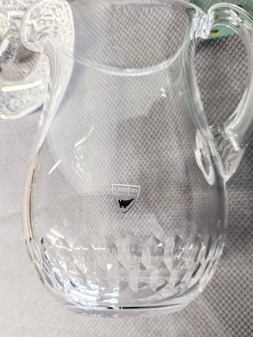 139. Orrefors Pitcher, Kosta Boda Votive, Candle Holder + Art Glass ...